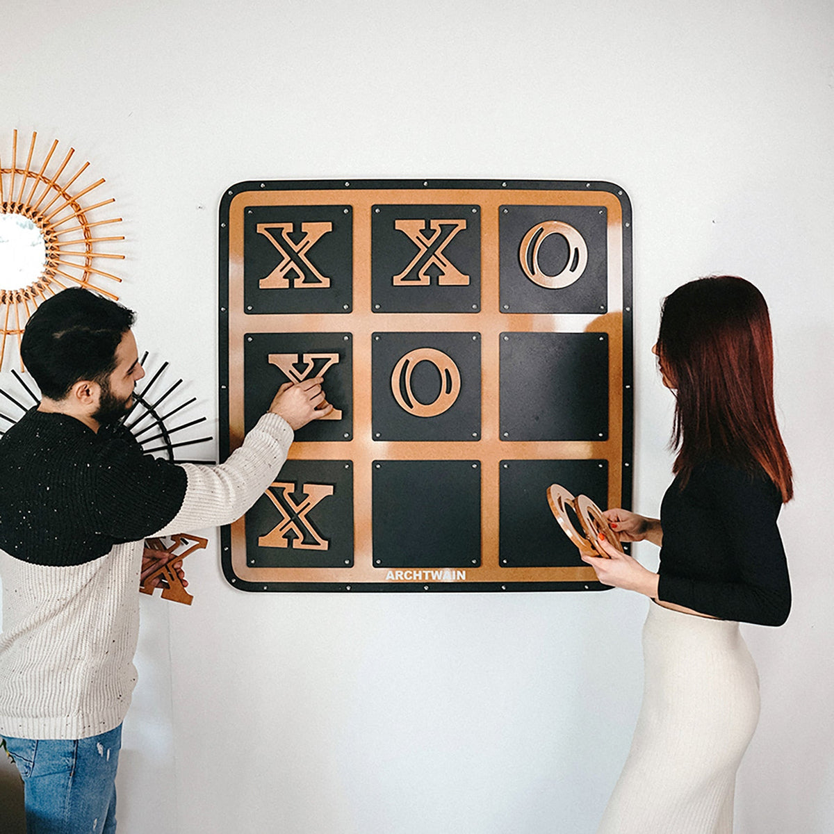 Giant X-O-X – Wooden & Metal Tic Tac Toe Wall Game Decor – archtwain