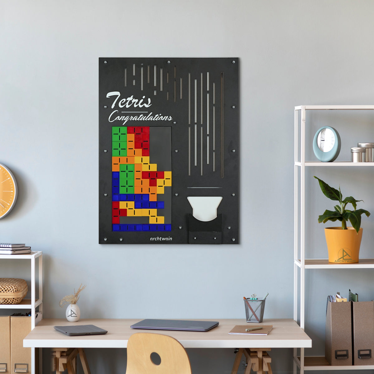 Retro Block Game Puzzle – Colorful Tetris Wall Decor for Kids & Adults ...