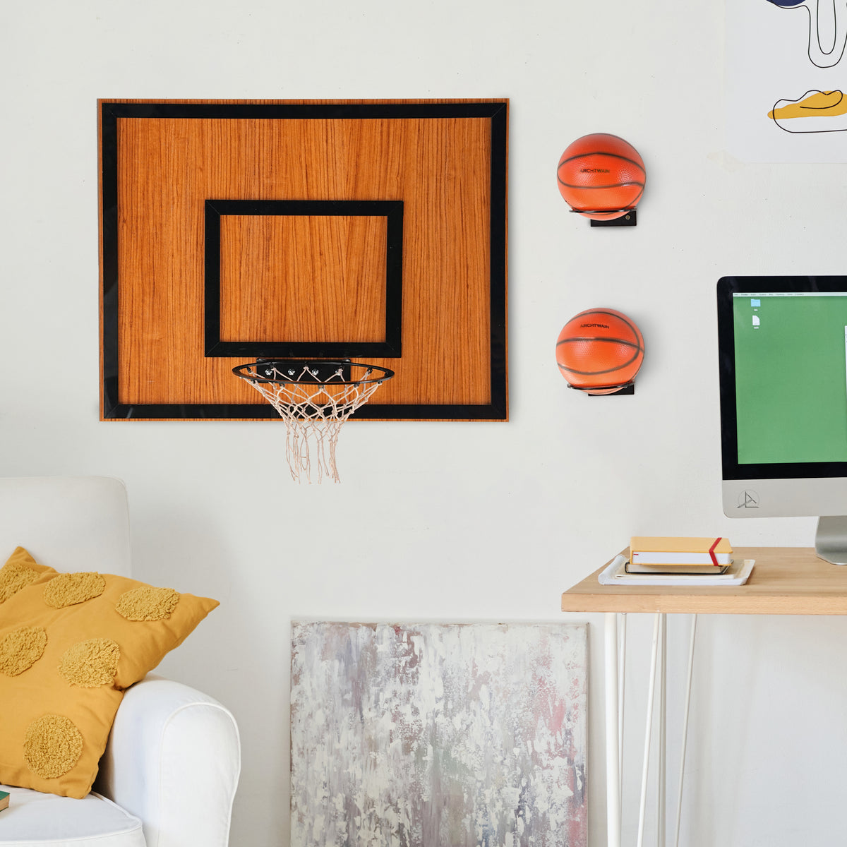 Wooden Wall Basketball Hoop with Metal Net – 4 Colors Available for ...